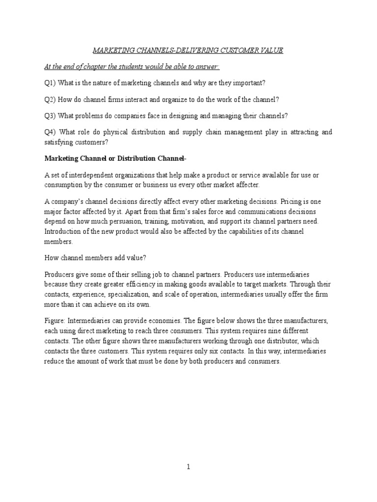 Marketing Channels-Delivering Customer Value at The End of Chapter The ...