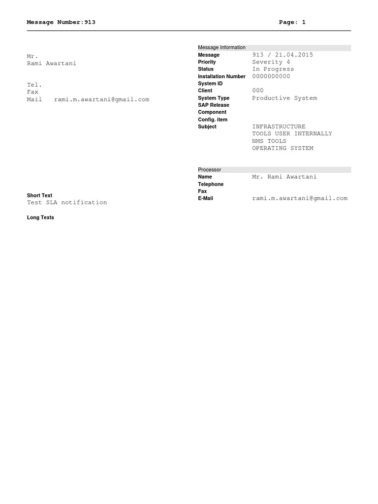 Test SLA Notification Update | PDF | Computers