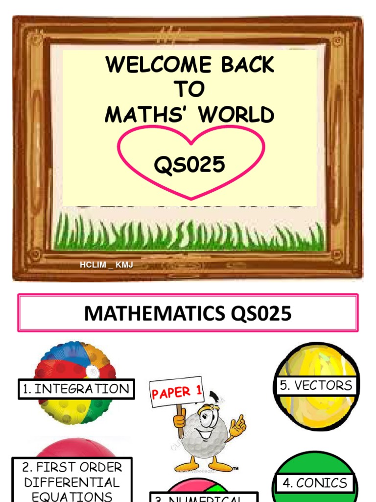 Welcome Back TO Maths' World QS025: Hclim - KMJ | PDF | Calculus ...