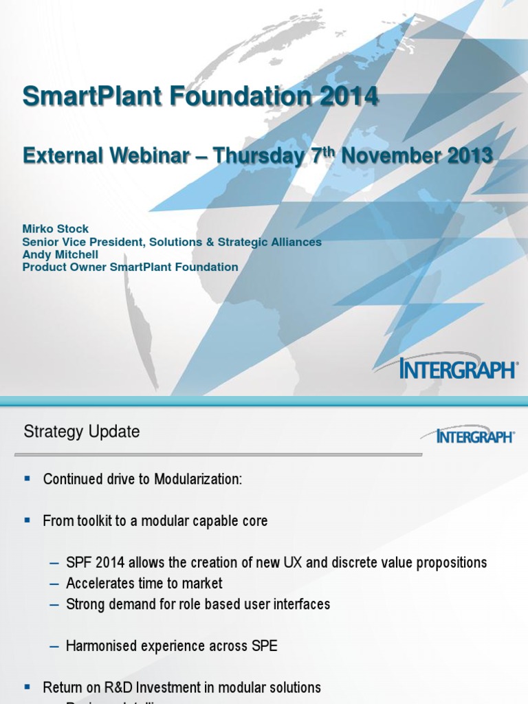 Smartplant Foundation 2014: External Webinar – Thursday 7 November 2013