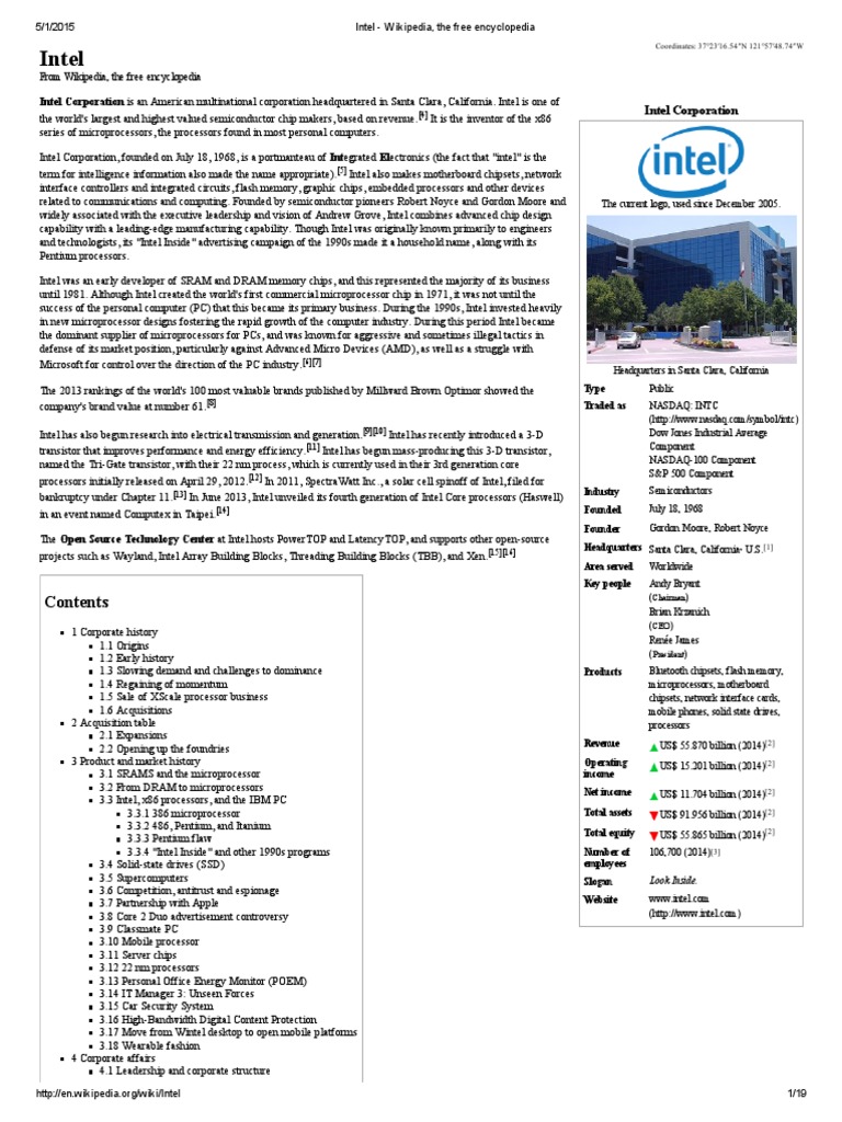 History of Intel | PDF | Intel | Solid State Drive