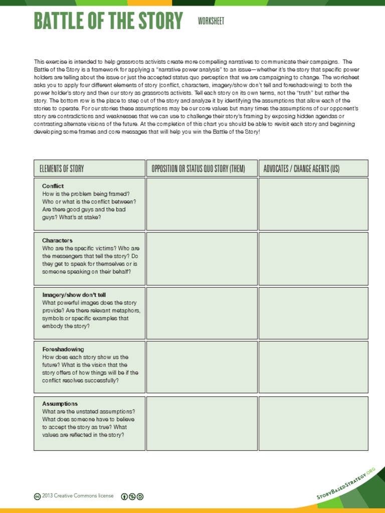 Storytelling Framework Worksheet | PDF | Language Arts & Discipline