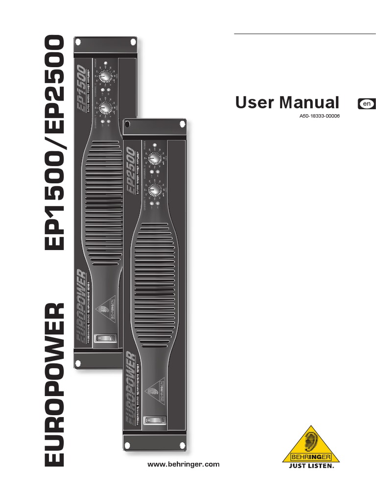 BEHRINGER EP1500 User Guide PDF | PDF | Amplifier | Loudspeaker