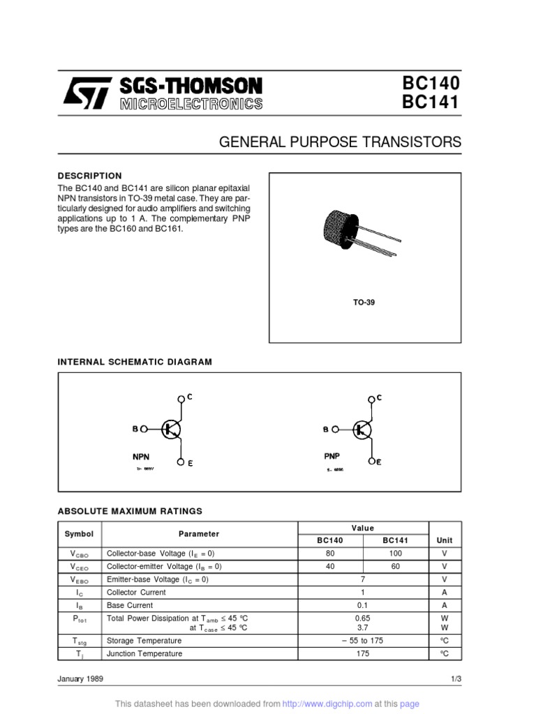 BC140 | Bipolar Junction Transistor | Electricity