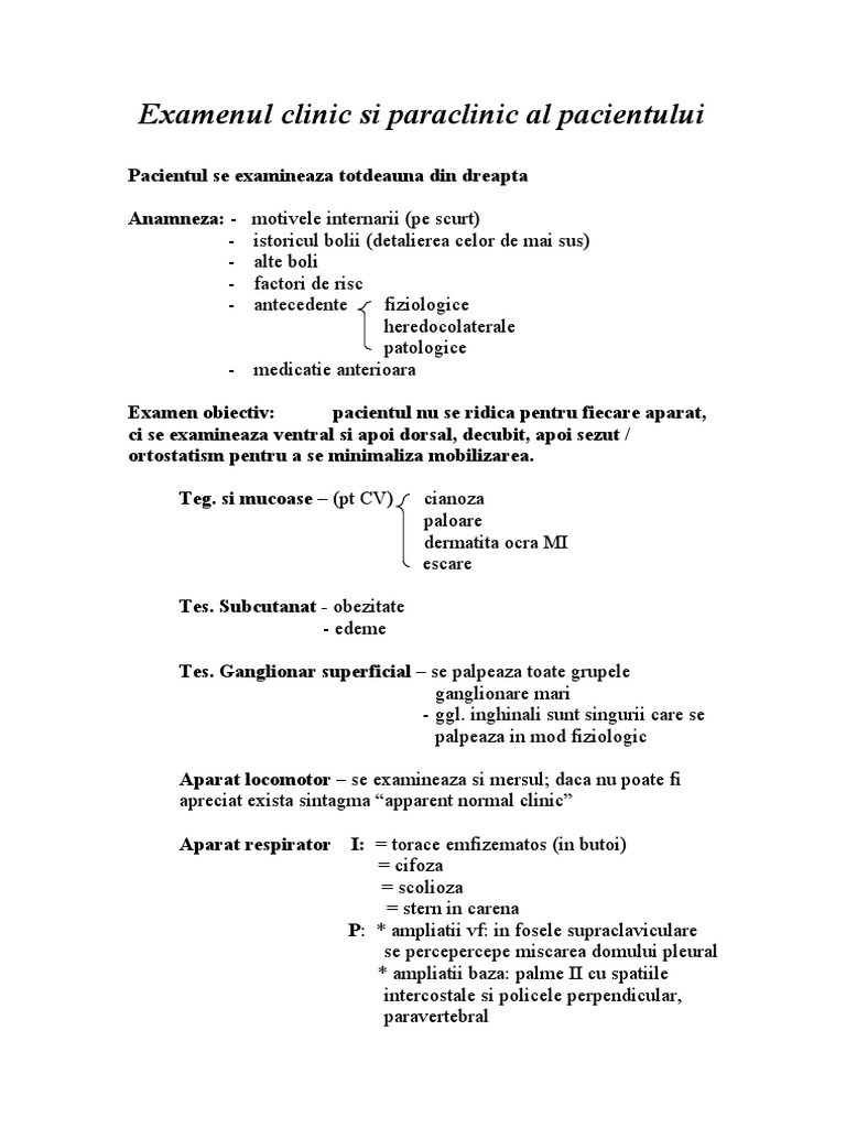 Examen Clinic Al Pacientului