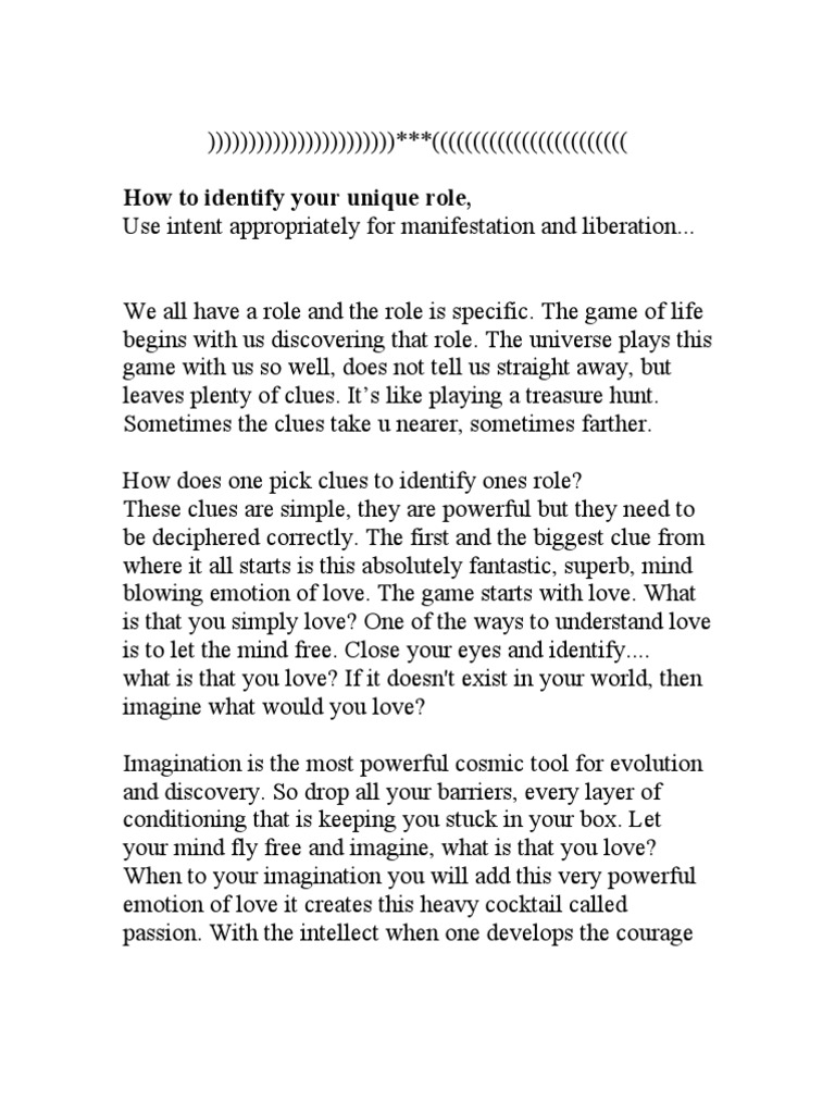 How To Identify Your Unique Role | PDF | Love | Philosophical Theories