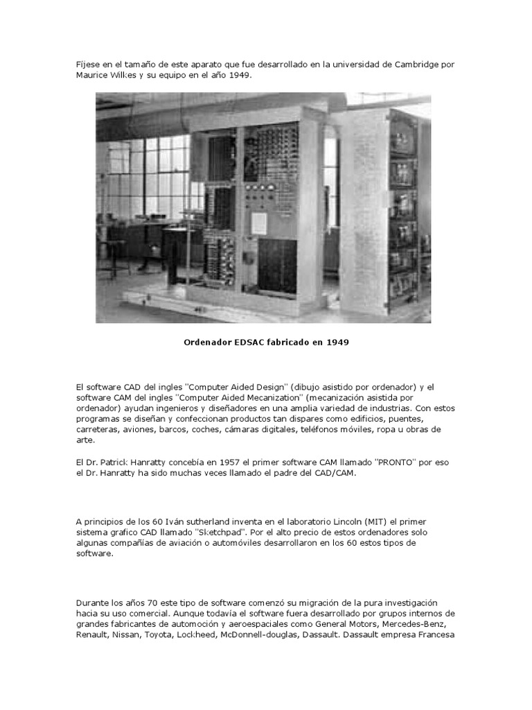 Historia y Evolucion Del CAD CAM | PDF | Control numerico | Software