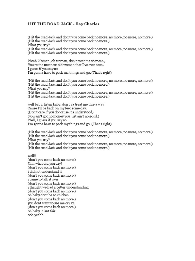 Hit The Road Jack - Letra | PDF