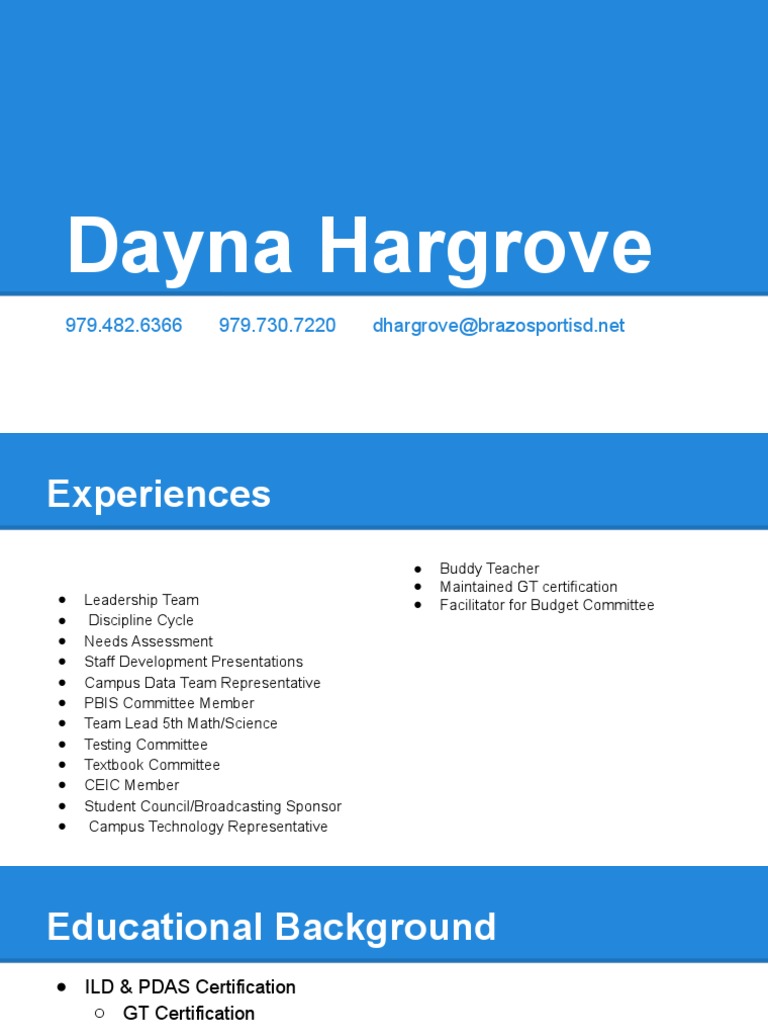Hargrove Dayna Resume | PDF | Educational Psychology | Applied Psychology