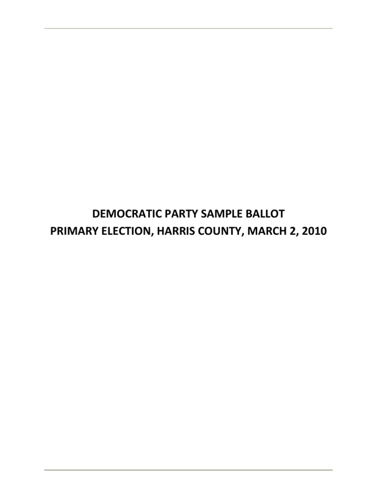 Sample Democratic Primary Ballot | PDF | Elections | Voting