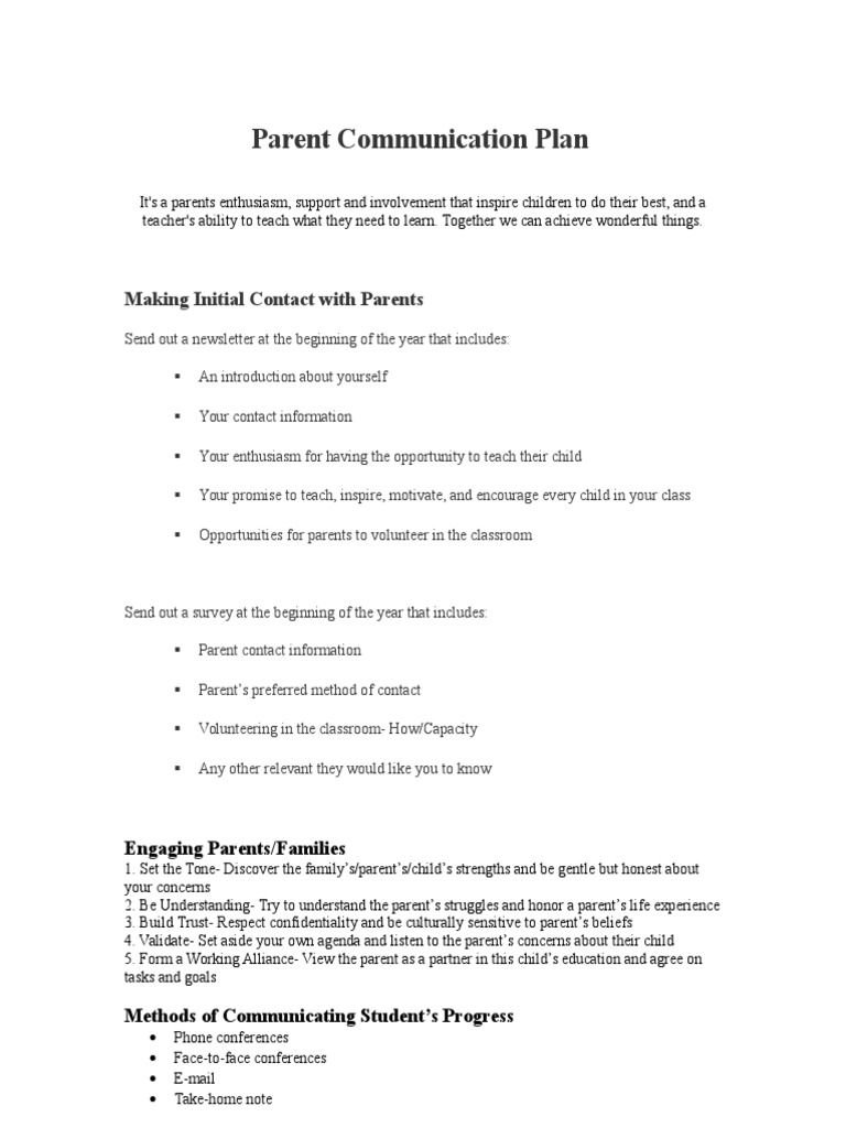 Parent Communication Strategy Guide | PDF