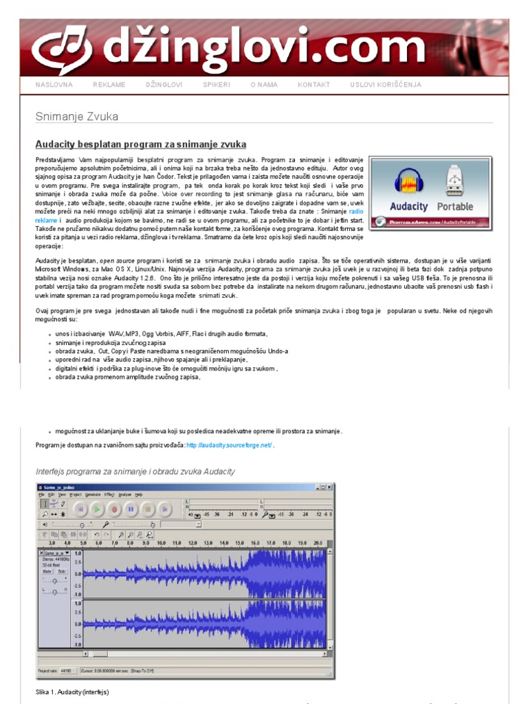 Audacity - Program Za Snimanje Zvuka | PDF