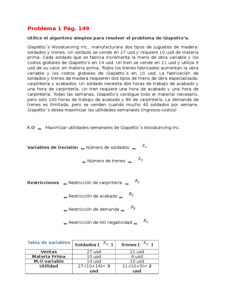 Problemas Simplex | PDF | Matemáticas discretas | Optimización Matemática
