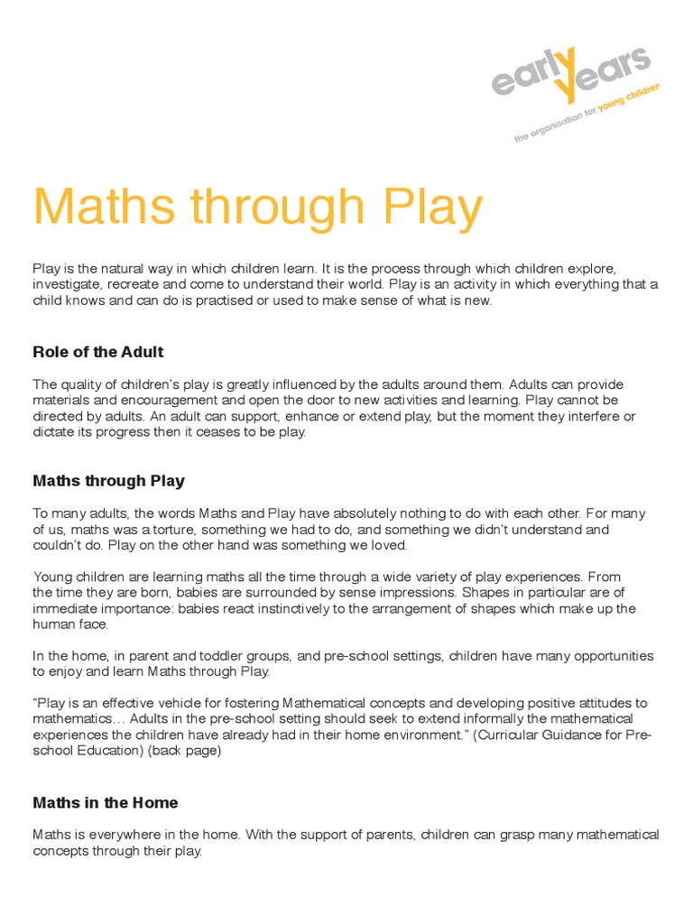 Maths Through Play PDF | PDF | Preschool | Shape