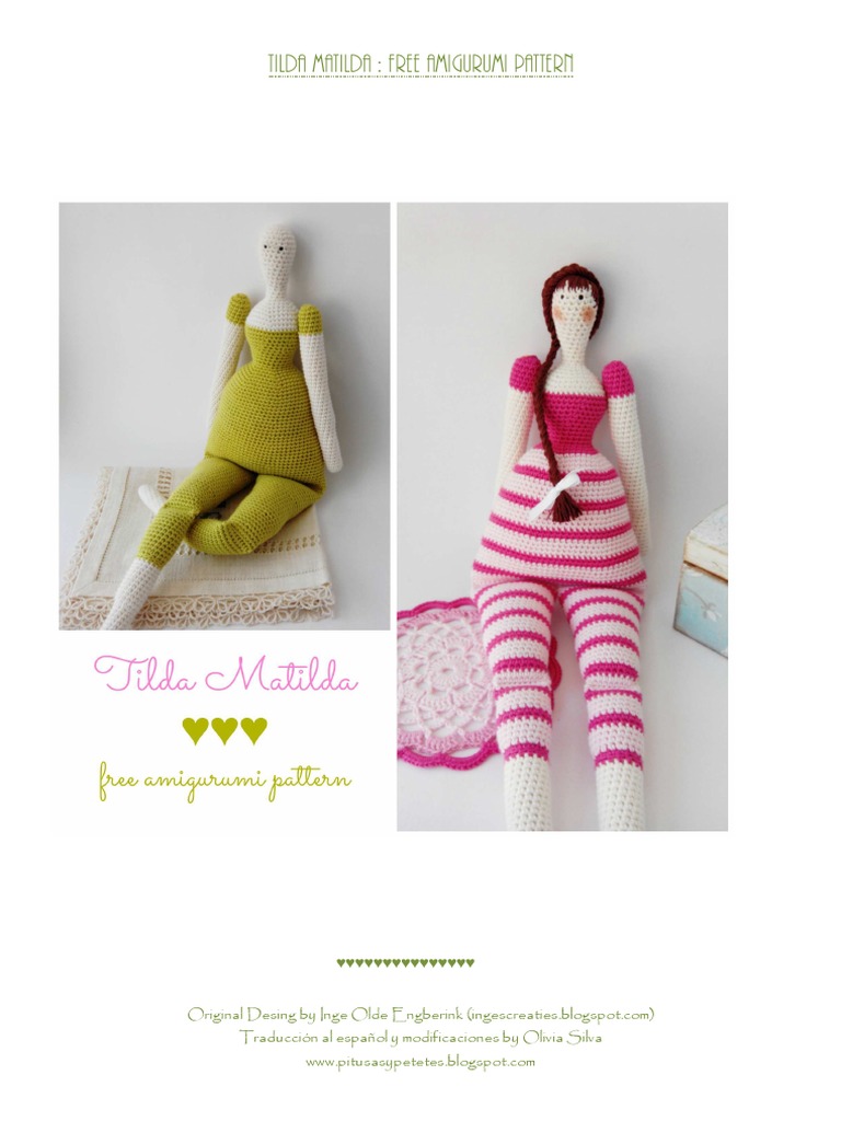 Spanish Tilda Matilda Free Amigurumi Pattern | PDF | Amigurumi | Tejer