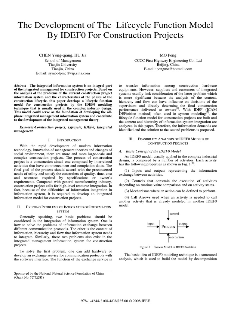 The Development of The Lifecycle Function Model by IDEF0 For Construction Projects | PDF ...