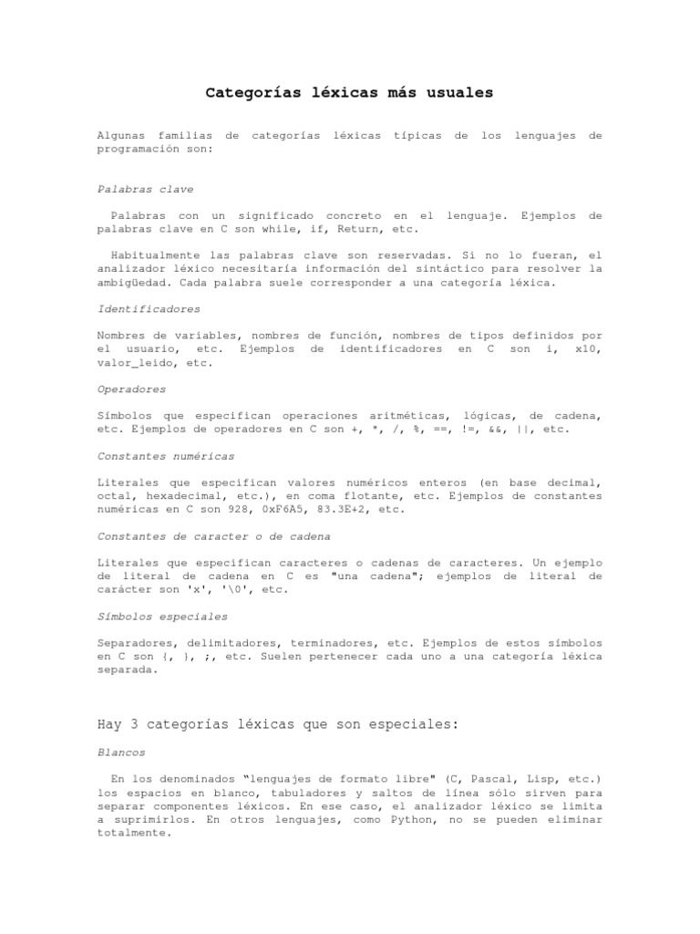 Categorías Léxicas | PDF
