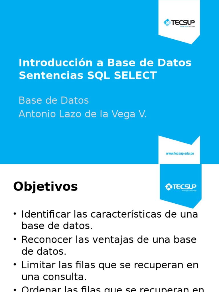 Introducción a Base de Datos - SELECT | PDF | SQL | Bases de datos