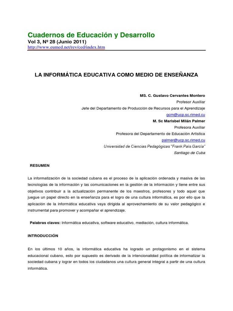 Informática Educativa en la Enseñanza | PDF | Maestros | Aprendizaje