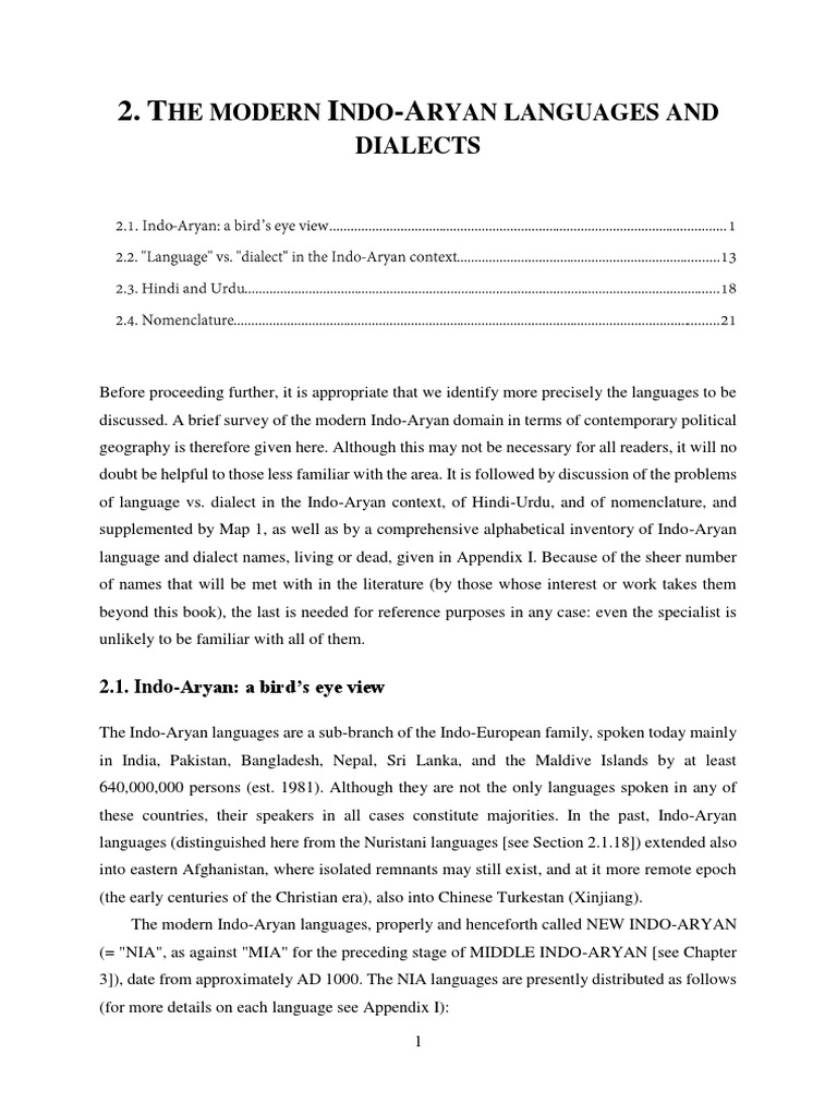 Indo-Aryan Languages Overview | PDF | Urdu | Bengal