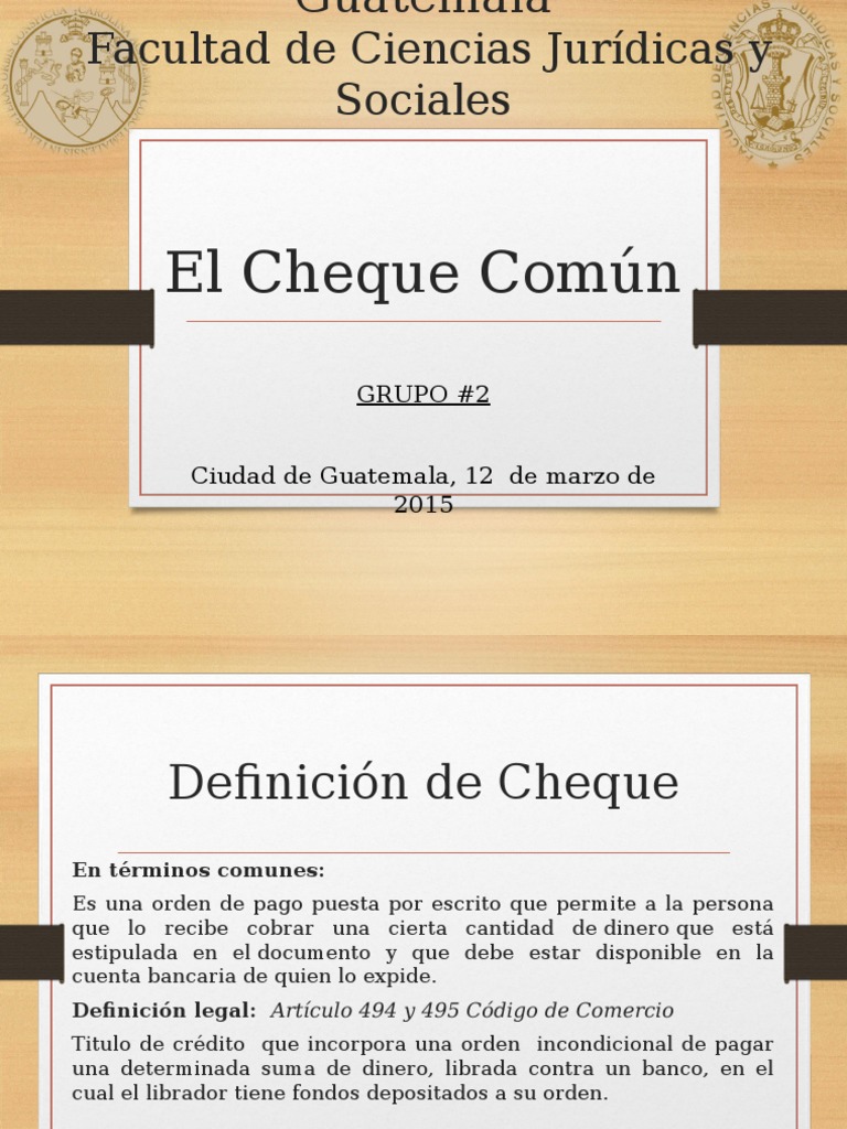 Definición y Características del Cheque en Guatemala | PDF | Cheque ...
