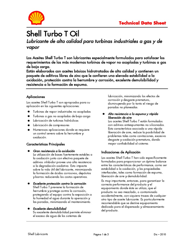 Aceites Shell Turbo 68 | Descargar gratis PDF | Lubricante | Corrosión