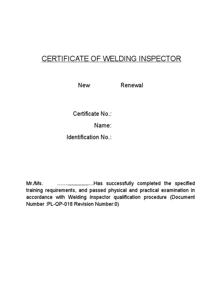 Welding Inspector Certification Details | PDF | Technology & Engineering