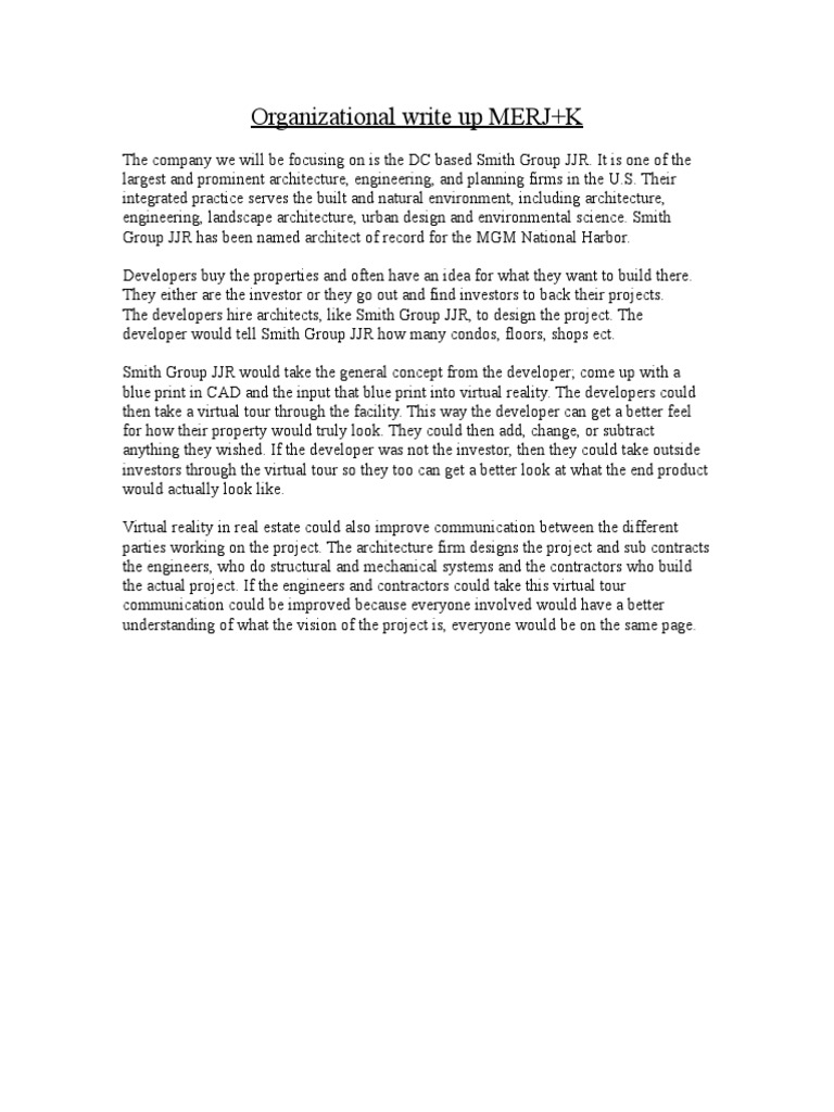 Organizational Write Up | PDF