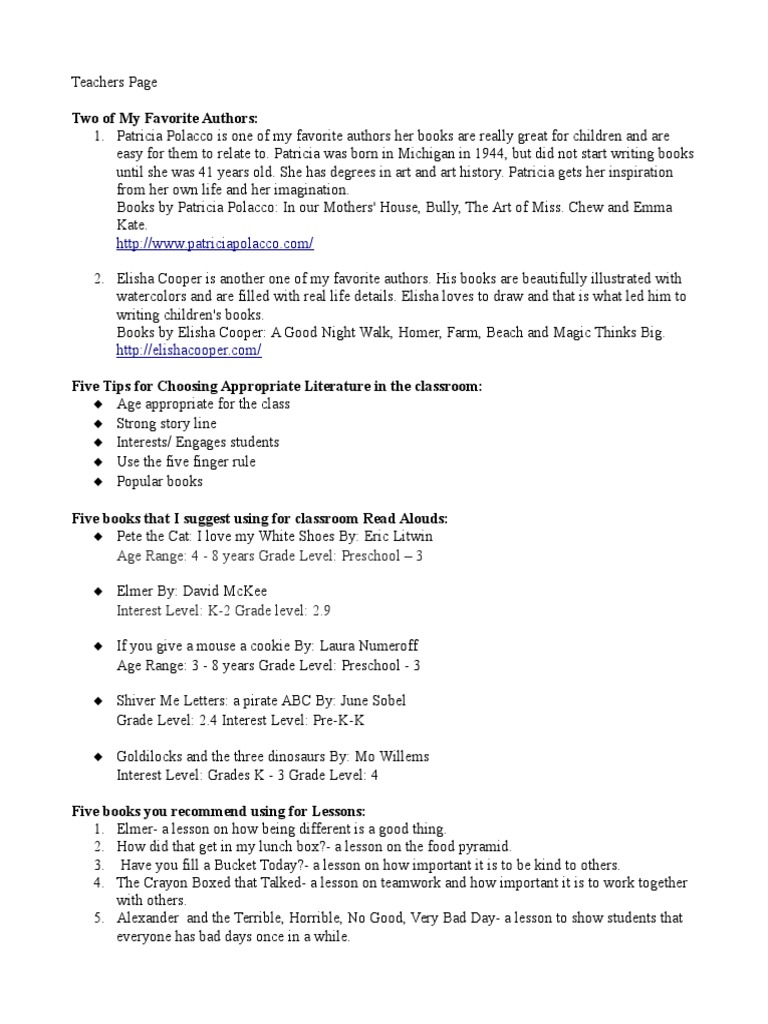 Essential Children's Literature for Teachers | PDF