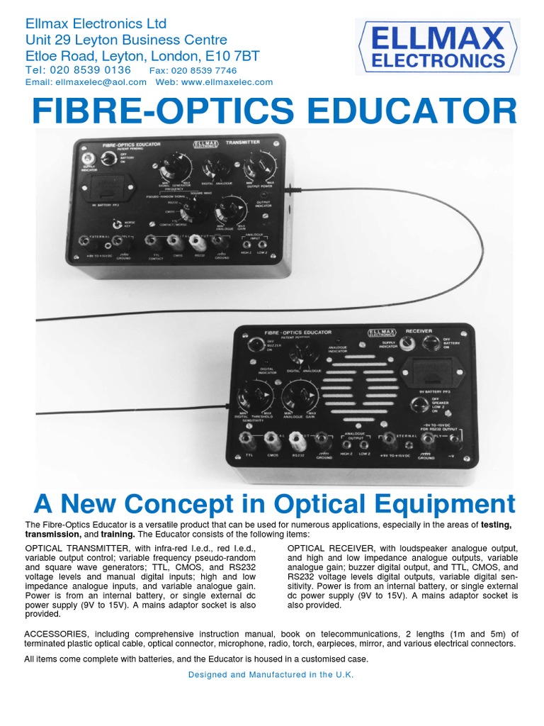 Fibre-Optics Educator Leaflet | Optical Fiber | Power Supply