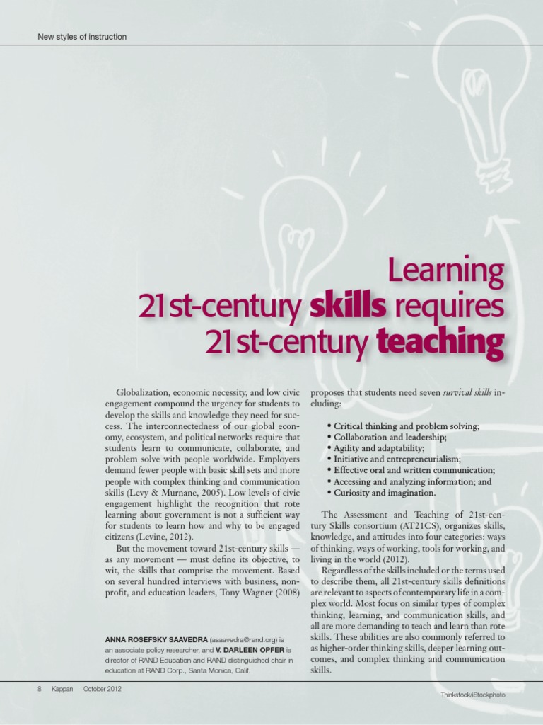 Learning 21st Century Skills Requires 21st Century Teaching | PDF ...