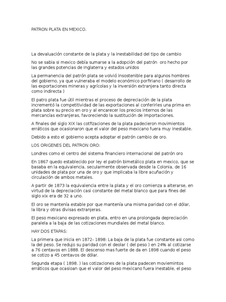 Patron Plata en Mexico | PDF | Estándar dorado | Peso mexicano