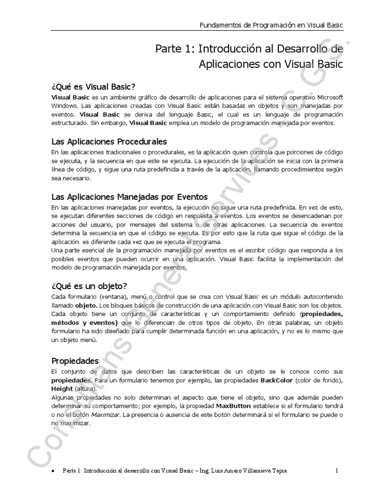 Fundamentos de Visual Basic | PDF | Básico | Ventana (informática)