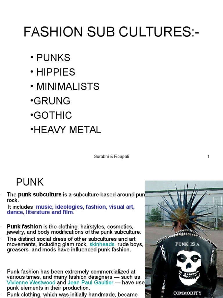 Punk Fashion Subculture Overview | PDF | Clothing | Cultural Trends
