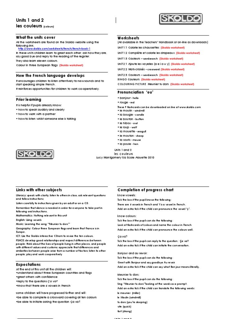 French Colors Lesson Plan | PDF