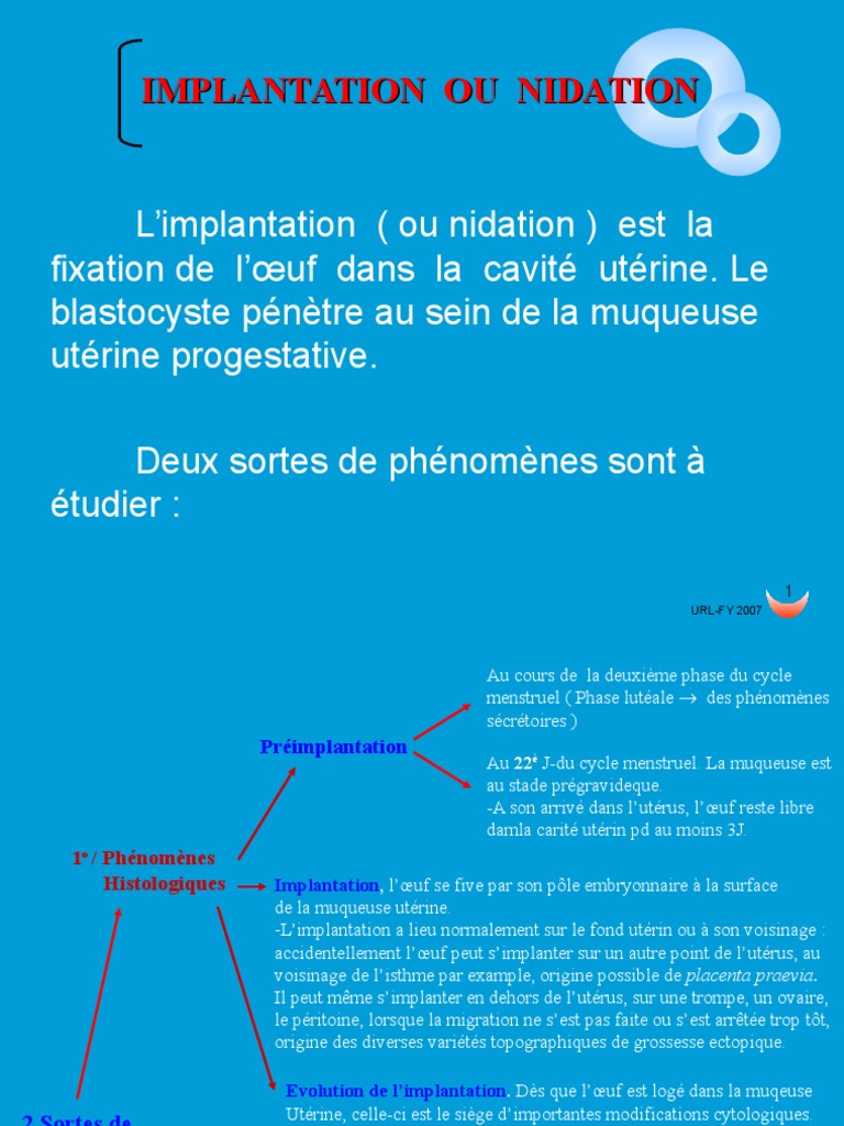 7-Implantation Ou Nidation | PDF | Utérus | Cycle menstruel