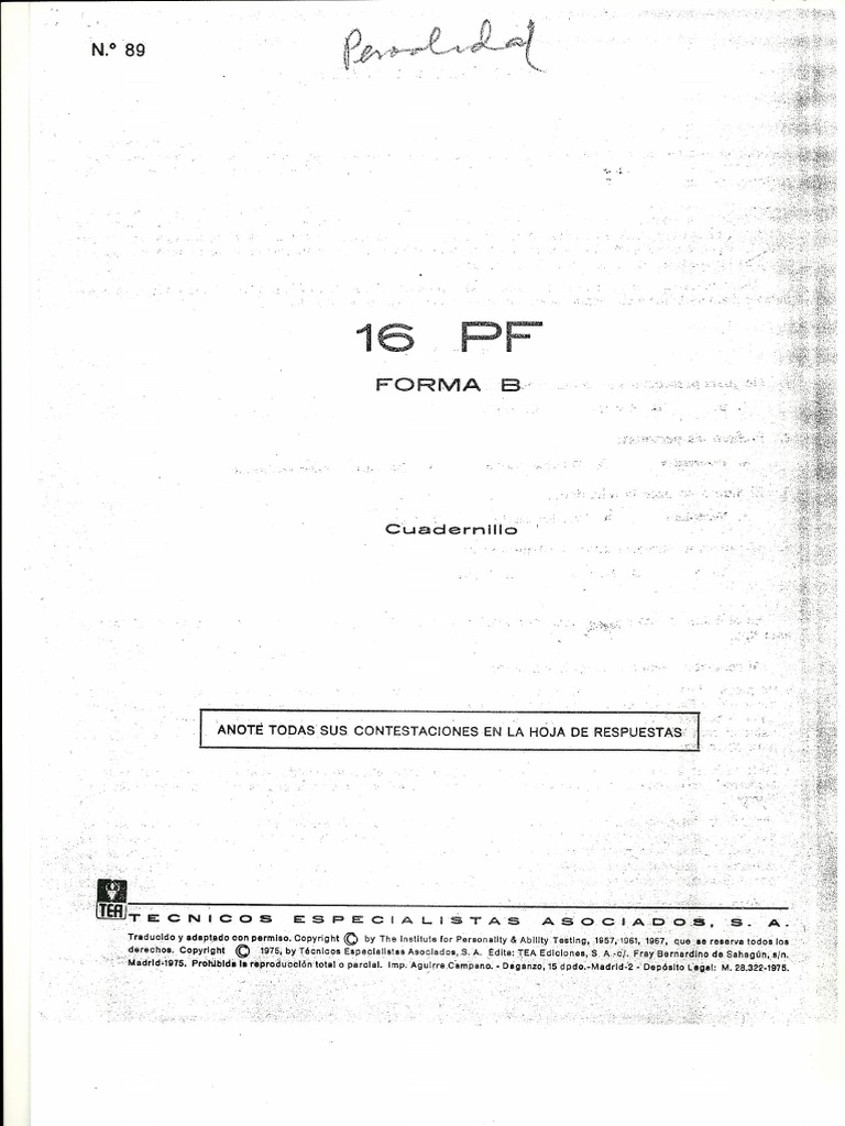 16PF Forma B | PDF