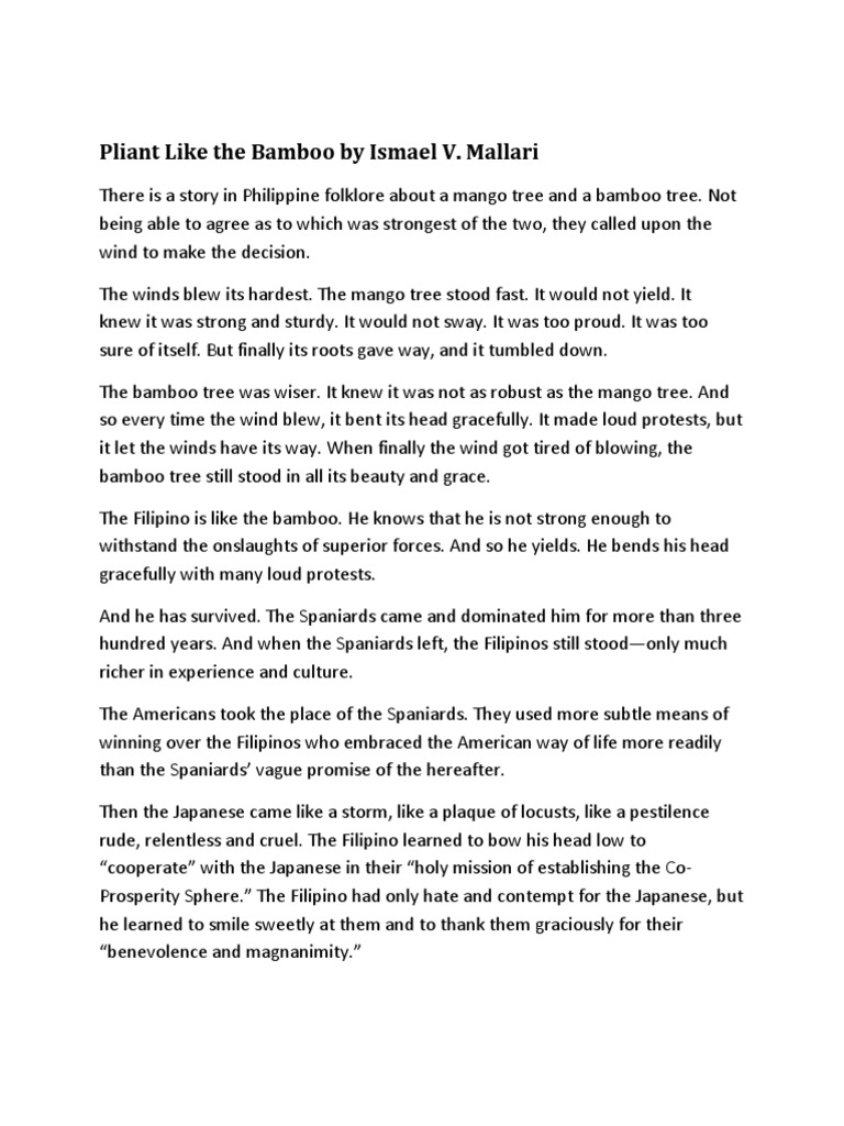 Pliant Like The Bamboo by Ismael Mallari | PDF