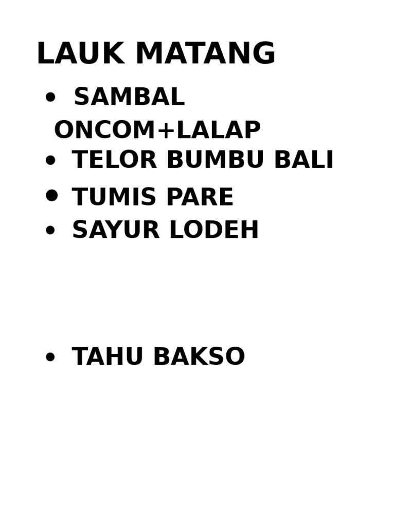 Lauk Matang: Sambal Oncom+Lalap Telor Bumbu Bali Tumis Pare Sayur Lodeh ...