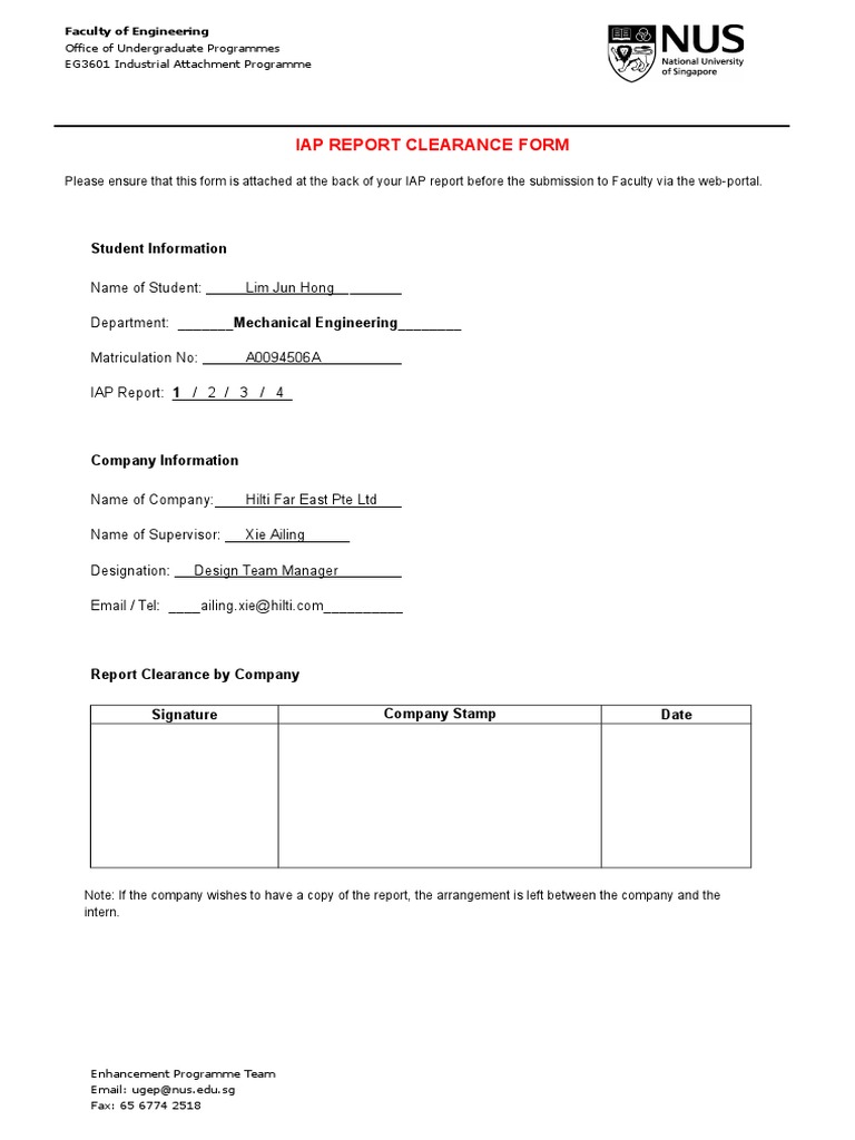 IAP Report Clearance Form | PDF | Career & Growth | Technology ...