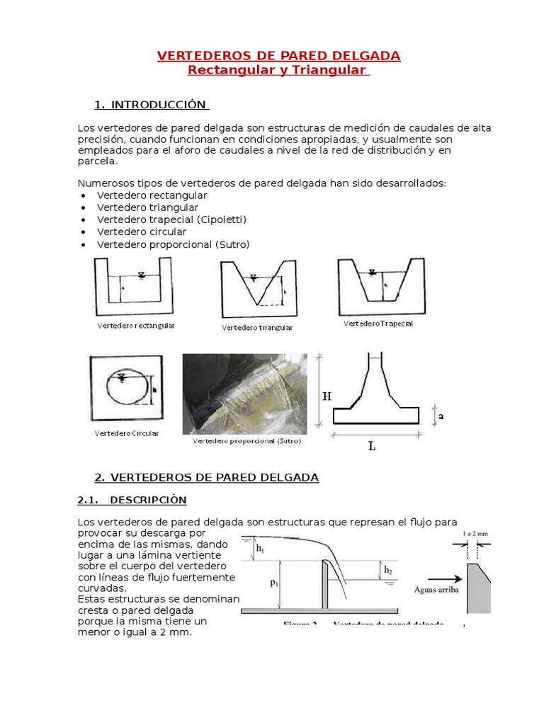 VERTEDEROS | PDF | Medición | Descarga (hidrología)