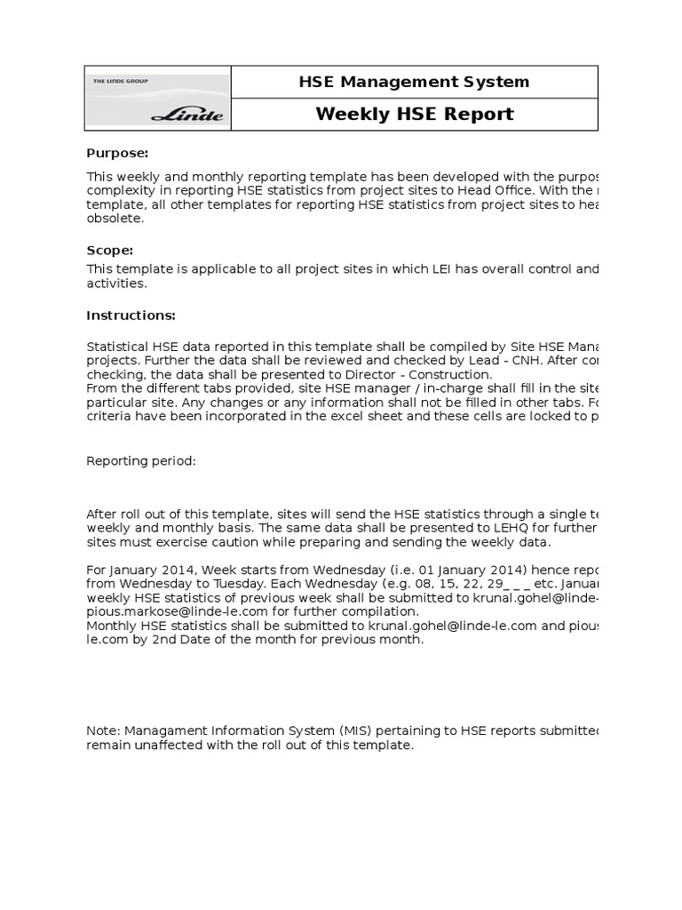 Weekly HSE Report Feb .2013 | PDF | Business | Wellness
