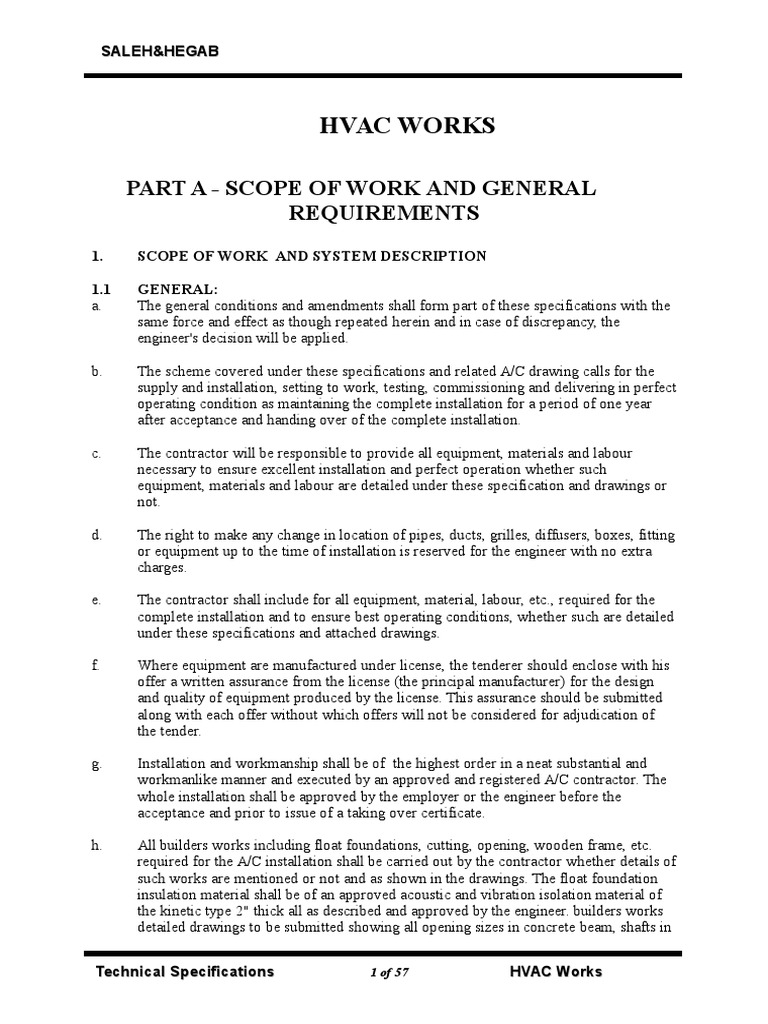 HVAC Specs New | PDF | Duct (Flow) | Hvac