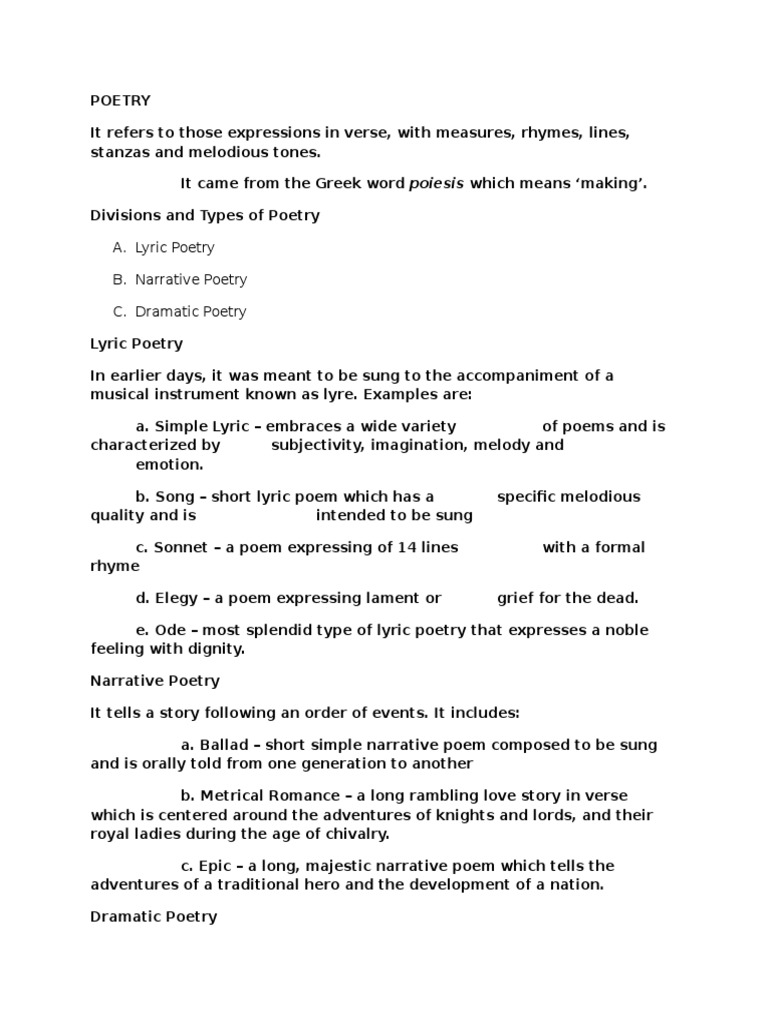 An Overview of Poetry: Its Divisions, Types, Characteristics, and Forms ...