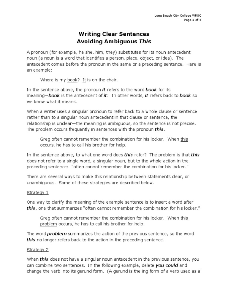 Writing Clear Sentences | PDF | Pronoun | Sentence (Linguistics)