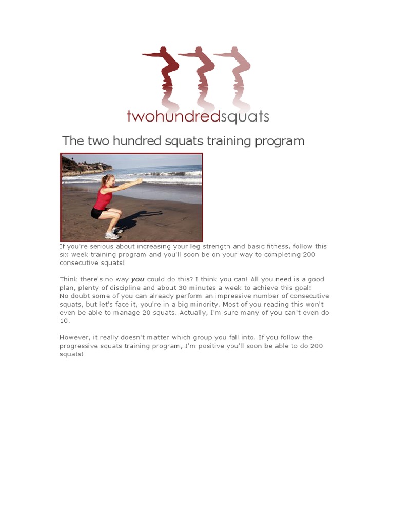 Two Hundred Squats Training Program | PDF | Physical Exercise | Human Anatomy