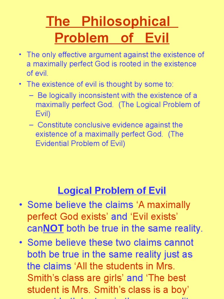 The Philosophical Problem Of Evil PDF Problem Of Evil Good And Evil