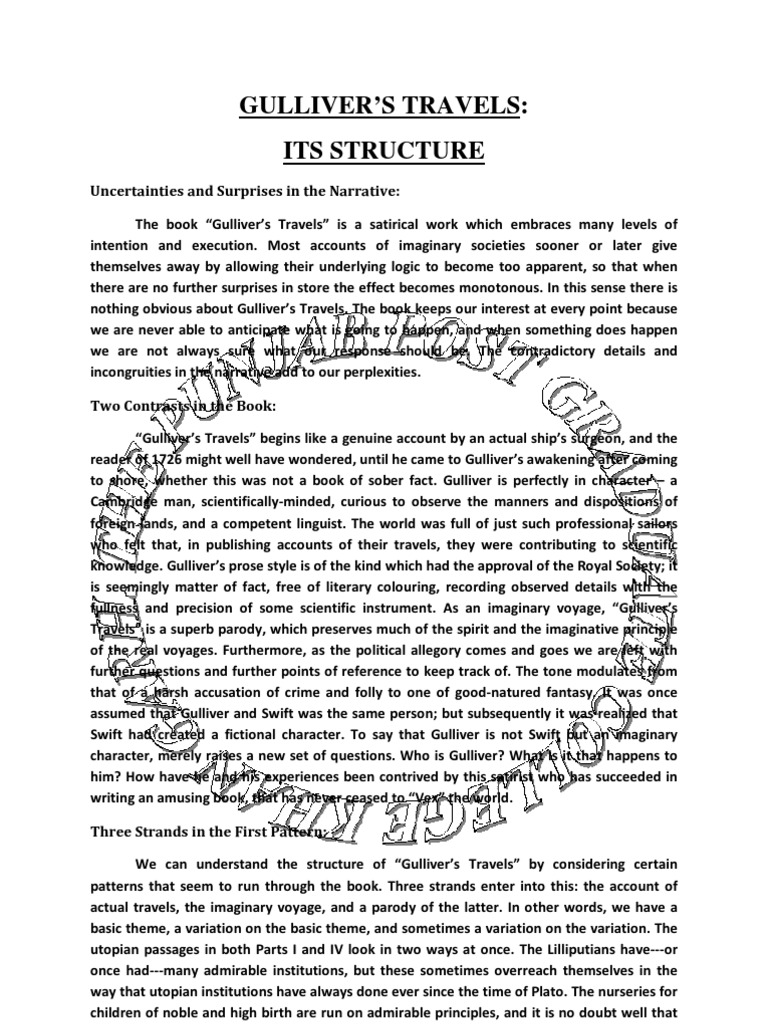 GULLIVER's Travels-Its Structure | PDF | Gulliver's Travels