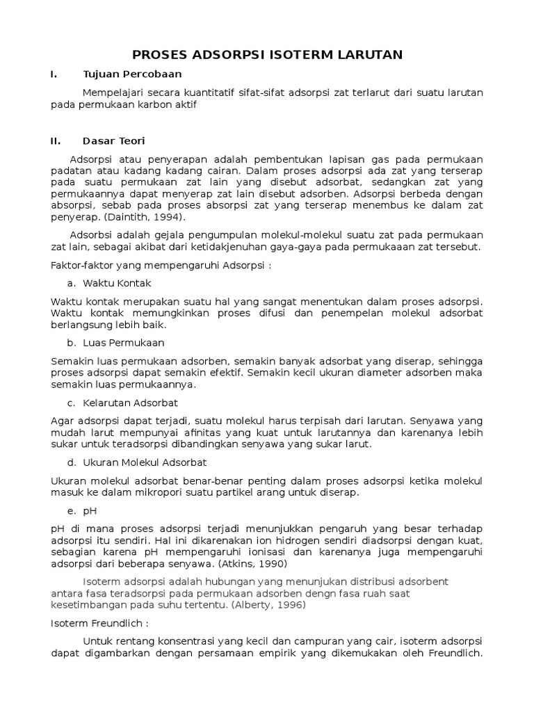 Isoterm Adsorpsi Asam Asetat pada Karbon Aktif | PDF | Metode & Bahan ...