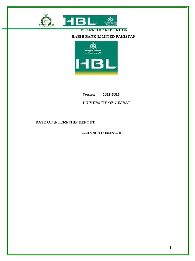 Internship Report On HBL | PDF | Credit Card | Banks